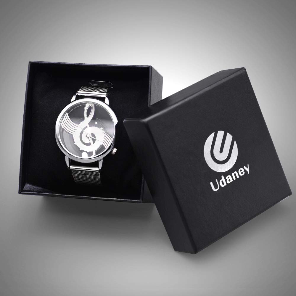 Unique Watch Musical Note Hollow Stainless Steel Mesh Strap Quartz Unisex Fashion Wrist Watch
