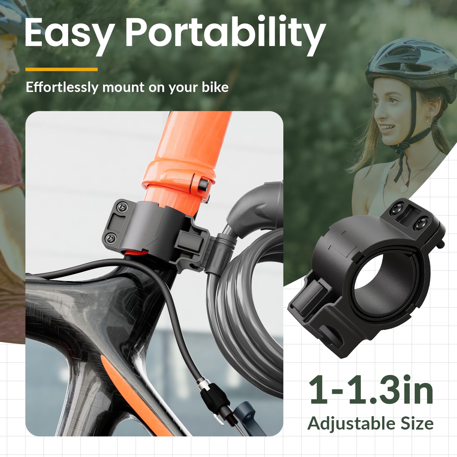 Titanker Bike Lock, Lock for Bike Locks with Combinations Resettable Bike Lock Cable 4 Feet with Mounting Bracket, 1/2 Inch Diameter Gray-1/2in