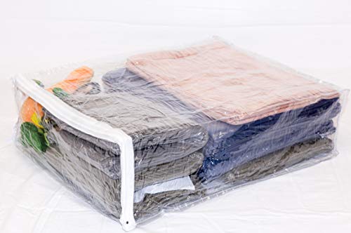 Clear Vinyl Zippered Storage Bags 15 x 18 x 5 Inch Set of 5