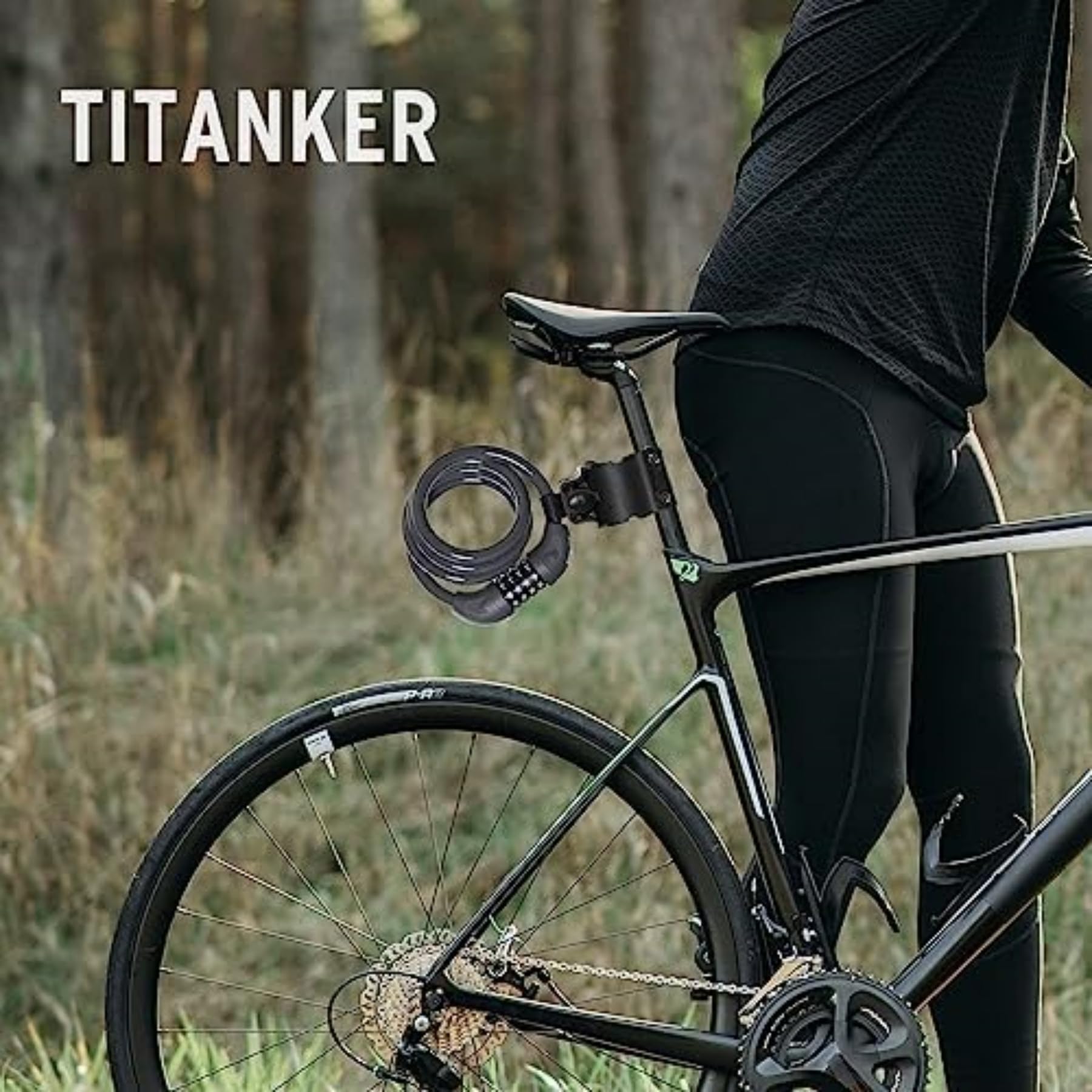 Titanker Bike Lock, Lock for Bike Locks with Combinations Resettable Bike Lock Cable 4 Feet with Mounting Bracket, 1/2 Inch Diameter Gray-1/2in