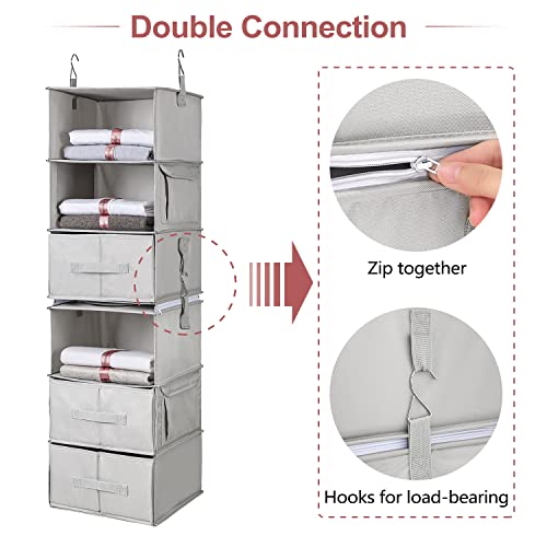 Vailando Hanging Closet Organizer for Closet Organizers and Storage, Hanging Shelves with Side Pockets for Wardrobe, Nursery, Baby Clothes Organization
