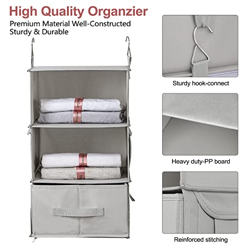 Vailando Hanging Closet Organizer for Closet Organizers and Storage, Hanging Shelves with Side Pockets for Wardrobe, Nursery, Baby Clothes Organization