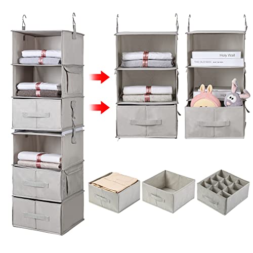 Vailando Hanging Closet Organizer for Closet Organizers and Storage, Hanging Shelves with Side Pockets for Wardrobe, Nursery, Baby Clothes Organization