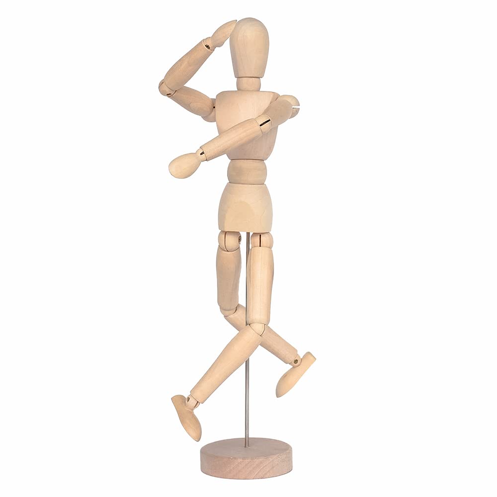 Alikeke 2 Pack 12 Inches Tall Wooden Mannequin Artist Manikin with Stand - Great for Drawing or Desktop Decor (Men and Women/Dad and Mom )