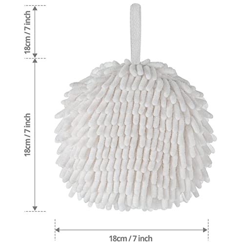 YUANQIAN Fuzzy Ball Towels,Chenille Bathroom Hand Towels with Hanging Loop,Super Absorbent Hanging Kitchen Plush Quick-Drying Towel Soft Absorbent Hand Towel