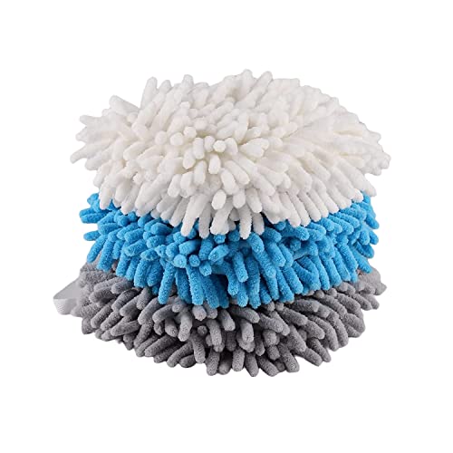 YUANQIAN Fuzzy Ball Towels,Chenille Bathroom Hand Towels with Hanging Loop,Super Absorbent Hanging Kitchen Plush Quick-Drying Towel Soft Absorbent Hand Towel