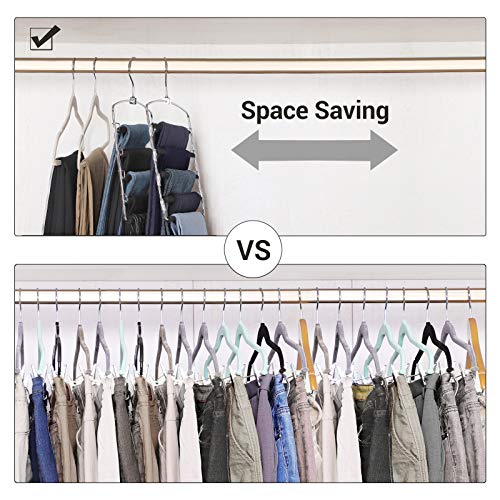 SONGMICS 50-Pack Coat Hangers and 3-Pack Jeans Hanger Bundle, Plastic and Metal Hangers, Swing Arm, Non-Slip, Light and Dark Gray, Black UCRF50G and UCRI041BK