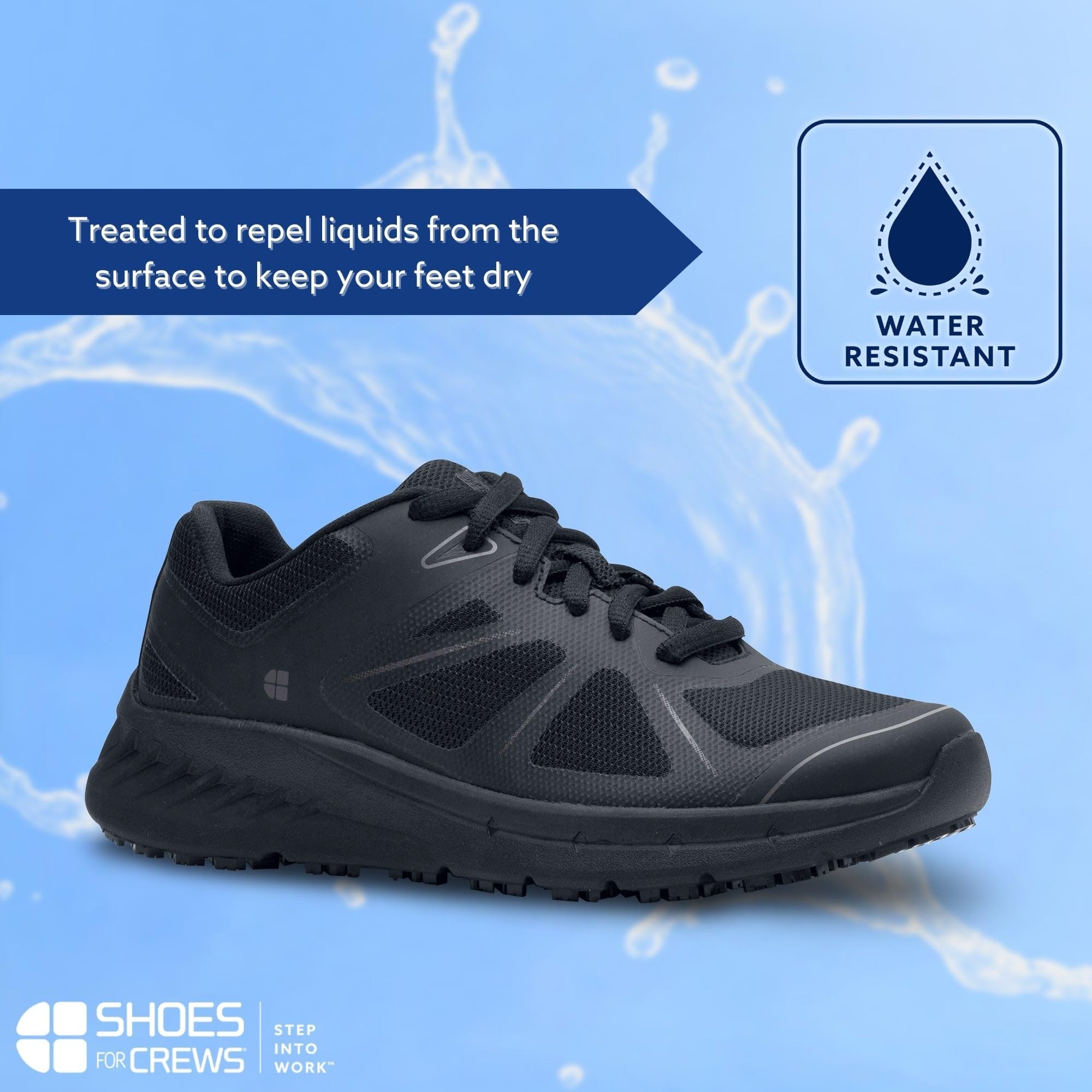 Shoes for Crews Vitality II, Women's Slip Resistant Food Service Work Sneakers, Black, 10 Wide US