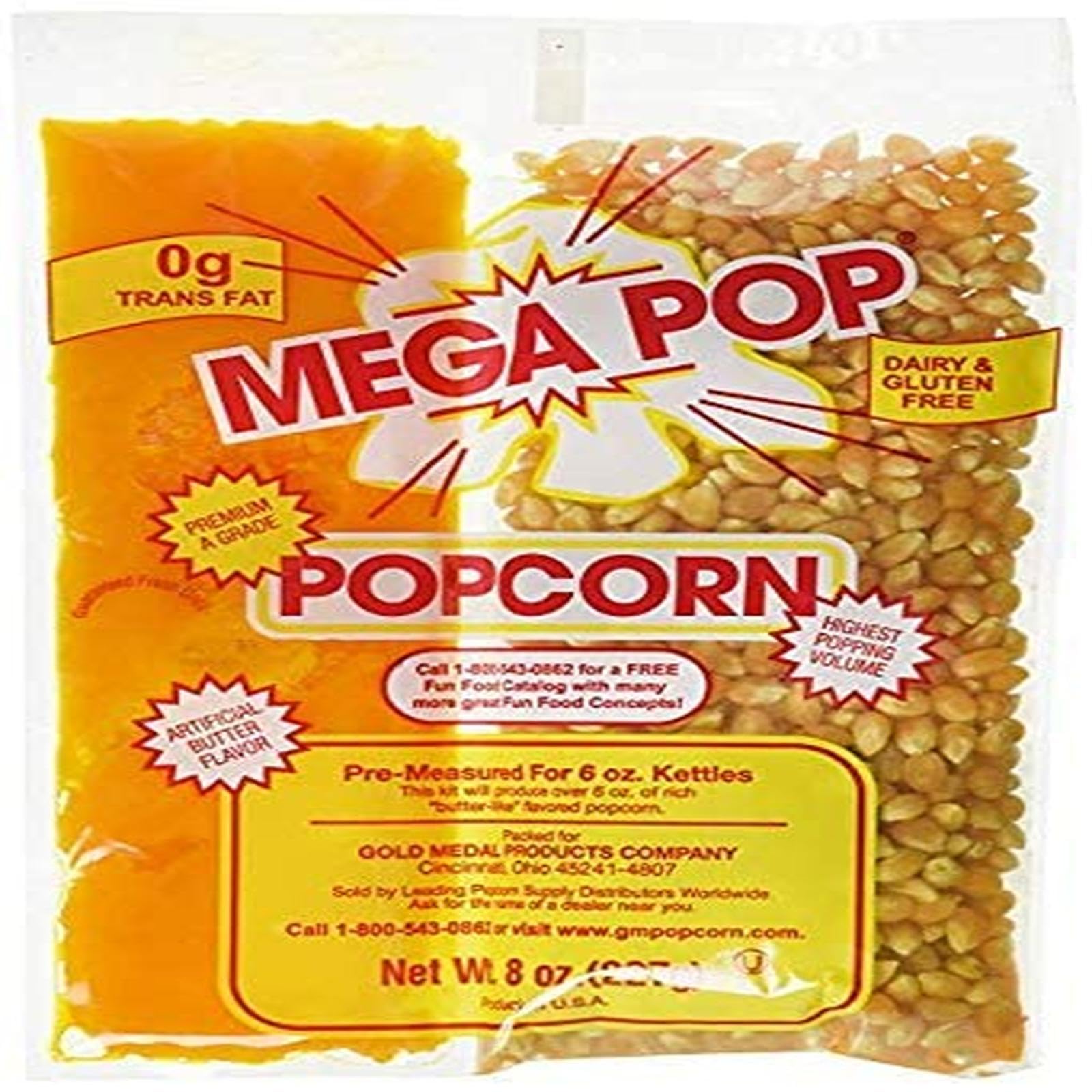 Gold Medal Mega Pop Popcorn Kit 8 oz produce "Butter like Flavored Popcorn" OU Kosher (3)