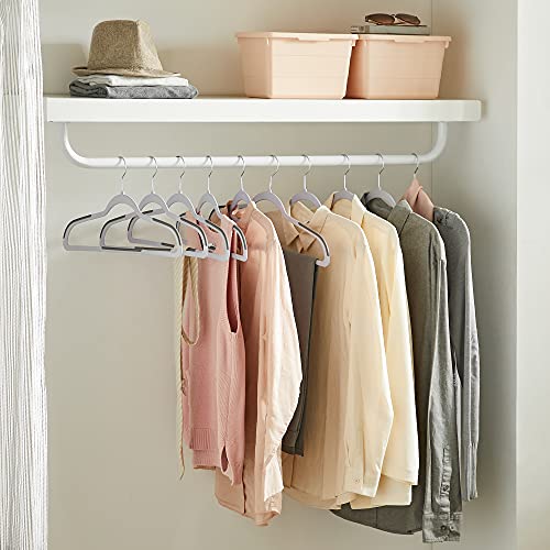 SONGMICS 50-Pack Coat Hangers and 3-Pack Jeans Hanger Bundle, Plastic and Metal Hangers, Swing Arm, Non-Slip, Light and Dark Gray, Black UCRF50G and UCRI041BK