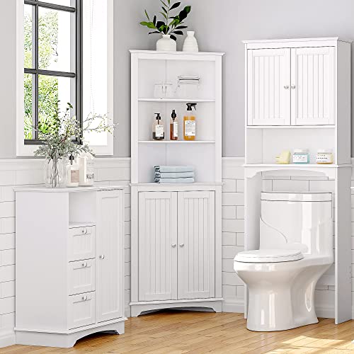 Spirich Home Over The Toilet Storage Cabinet, Bathroom Shelf Over Toilet, Bathroom Storage Cabinet Organizer, White