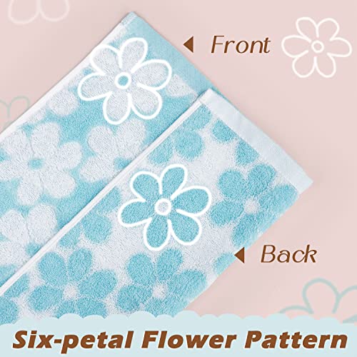 Face Towels Hand Towel Set of 4, Soft for Bathroom Travel Gym, Light Grey & Sky Blue Floral Towels