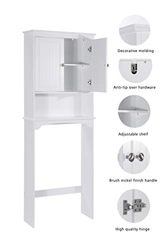 Spirich Home Over The Toilet Storage Cabinet, Bathroom Shelf Over Toilet, Bathroom Storage Cabinet Organizer, White