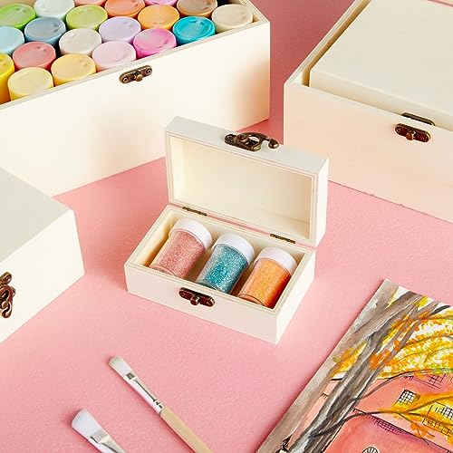 Juvale 5 Pack Unfinished Wooden Boxes with Hinged Lids Arts and Crafts, Wood Storage Boxes to Paint (Natural, 5 Assorted Sizes)