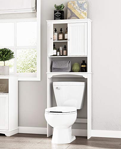 Spirich Home Over The Toilet Storage Cabinet, Bathroom Shelf Over Toilet, Bathroom Storage Cabinet Organizer, White