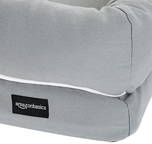 Amazon Basics Lounger Sofa Couch Style Pet Bed with Memory Foam, Bolsters, and Removable Cover for Dog or Cat, Small, Grey, 25 in x 20 in x 6.5 in