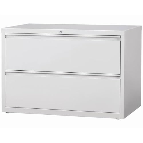 Hirsh 42-in Wide HL8000 Series 2-Drawer Metal Lateral File Cabinet in Light Gray