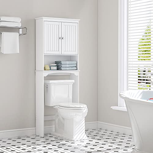 Spirich Home Over The Toilet Storage Cabinet, Bathroom Shelf Over Toilet, Bathroom Storage Cabinet Organizer, White