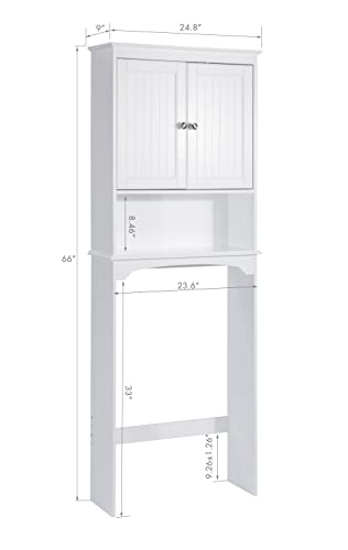 Spirich Home Over The Toilet Storage Cabinet, Bathroom Shelf Over Toilet, Bathroom Storage Cabinet Organizer, White