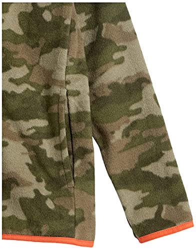 Amazon Essentials Boys' Polar Fleece Full-Zip Mock Jacket - Discontinued Colors, Olive Camo, Large