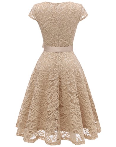 BeryLove Prom Dress for Women Junior Formal Graduation Wedding Guest Dresses with Cap Sleeve for Dresses 06 Champagne M