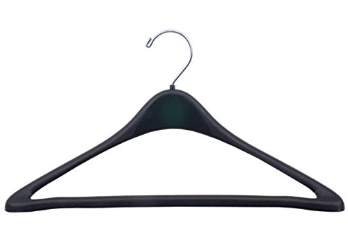 NAHANCO H19RH 19" Concave Plastic Suit Hanger with Round Hook (Pack of 100), Black