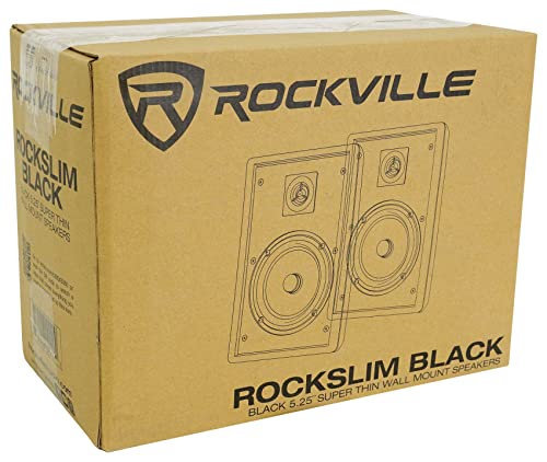 Rockville 2 RockSlim Black Home Theater 5.25" 240w Easy Wall Mount Slim Speakers