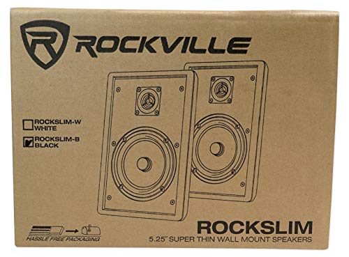Rockville 2 RockSlim Black Home Theater 5.25" 240w Easy Wall Mount Slim Speakers