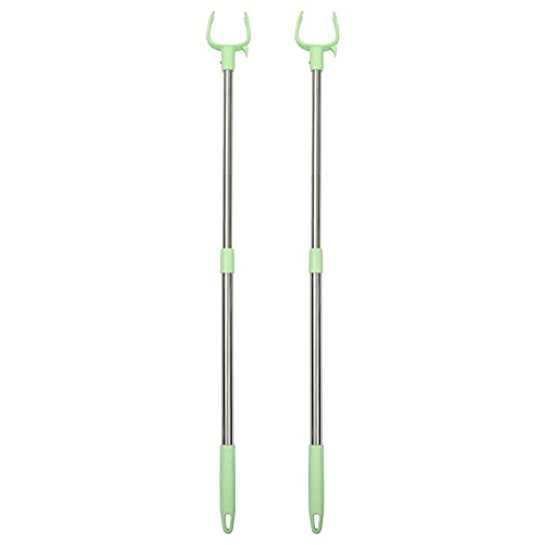 Veemoon 2pcs Closet Pole with Hook Telescoping Long Reach Stick Stainless Steel Clothing Hanger Garment Pole for Closet Shelf Ceiling