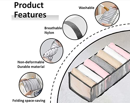 Fitster Wardrobe Clothes Organizer- 5 pieces 7 to 11 Grids- socks, Bra, Pants, Shirts, and Legging organizers (Gray)