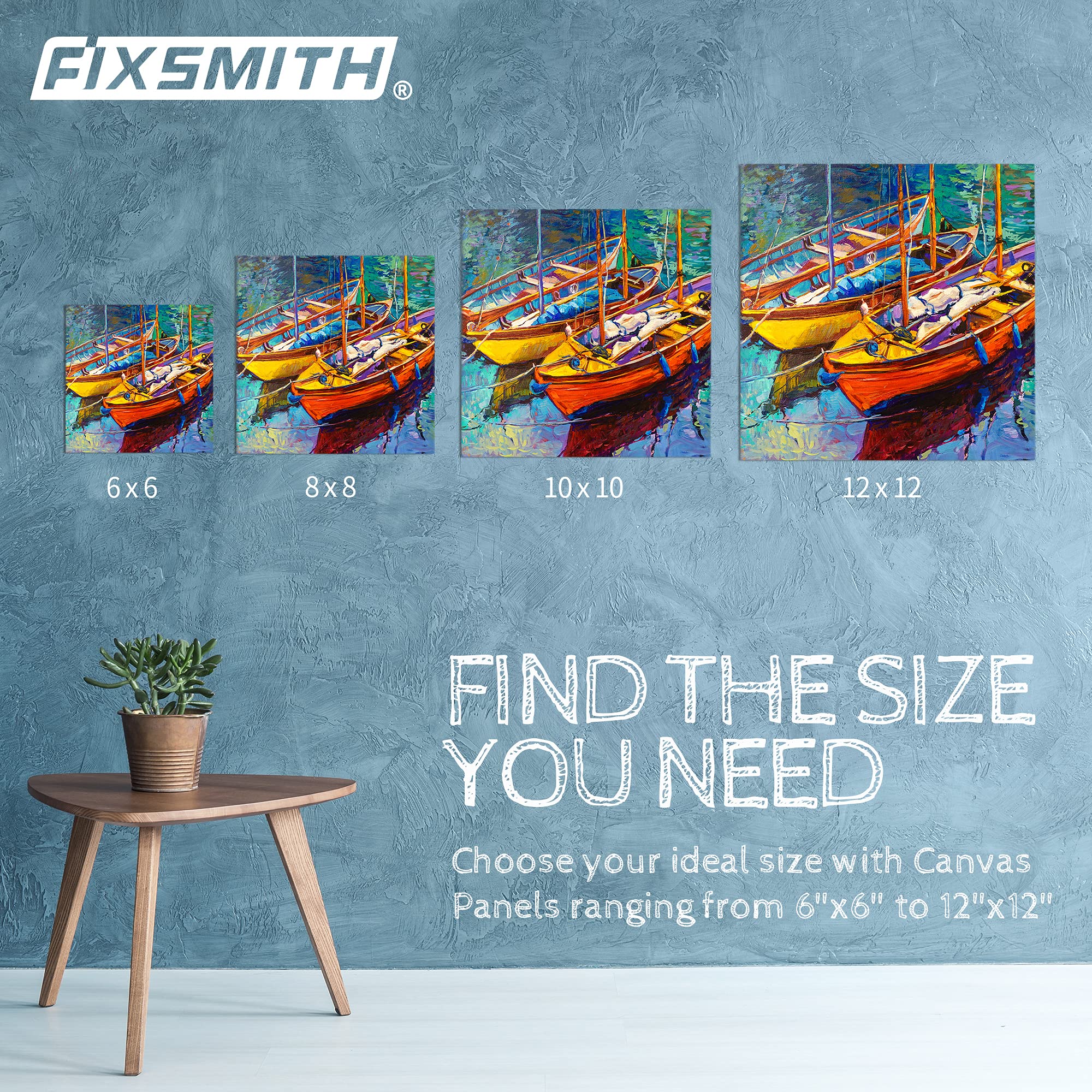 FIXSMITH Canvas Boards for Painting 10x10 Inch, Super Value 12 Pack White Blank Canvas Panels, 100% Cotton Primed, Painting Art Supplies for Professionals, Hobby Painters, Students & Kids