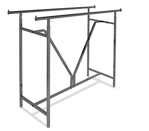 Only Hangers Adjustable Height - Heavy Duty - Double Bar Rectangular Rack with V-Brace - Maximum Extended Height to 81"