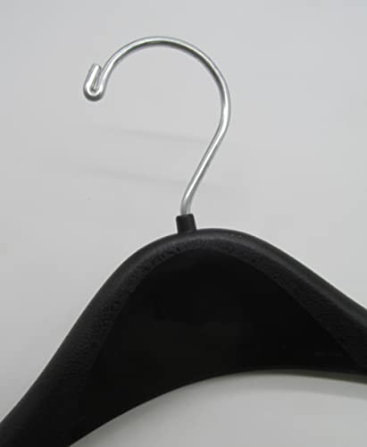 NAHANCO H19RH 19" Concave Plastic Suit Hanger with Round Hook (Pack of 100), Black