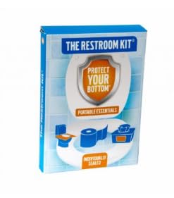 The Restroom Kit Great for travel (12-Pack) Portable Disposable Oversized Toilet Seat Cover, 3ft 3Ply Toilet Paper, Hand & Flushable Tush Wipe.
