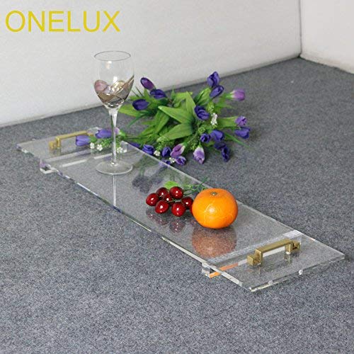 Acrylic Bathtub Tray Caddy with Metal Handles, Lucite Clear Bathroom Tray Rack