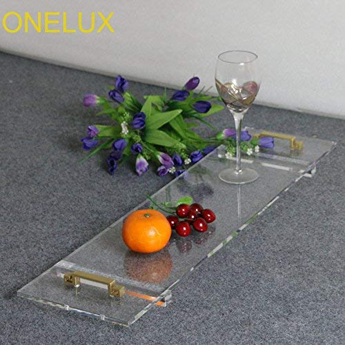 Acrylic Bathtub Tray Caddy with Metal Handles, Lucite Clear Bathroom Tray Rack