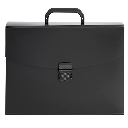Juvale 25 Pocket Accordion File Organizer with Handle, Alphabetical Tabs, Expandable Portable File Tote for Letter Size Documents, Home, Office (13 x 10 x 3 in), Black