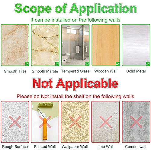 Casaphoria Shower Caddy, Adhesive Shower Organizer with 6 Hooks, Shower Shelf for Inside Shower No Drilling - Rustproof Stainless Steel Shower Rack Wall Mounted, 2 Pack(White Silver)