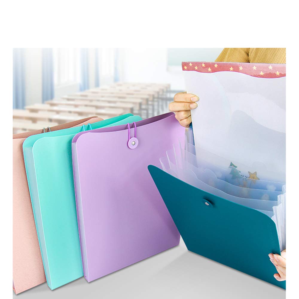 Snow Abonci Vertical Expanding Accordion Folder with 7 Pockets Paperwork Organizer Document Wallet Briefcase Business File Organizer Bag A4 Letter Size Elastic Rope Closure Pink