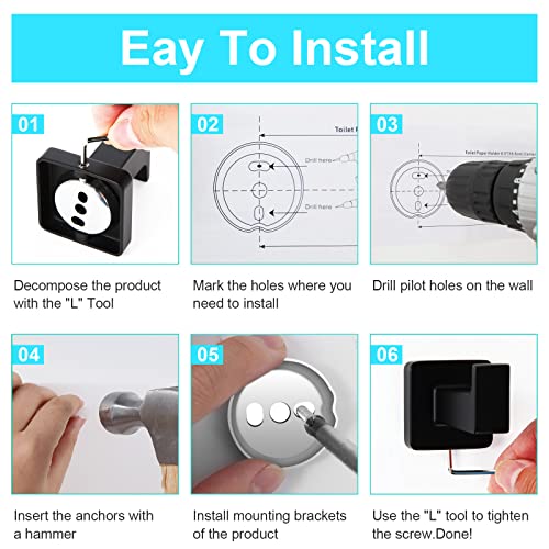 4-PCS Bathroom Hardware Set, Matte Black Bathroom Hardware Set, 16IN Towel Bar Set 304 Stainless Steel, Towel Rack Set Wall Mounted, Hand Towel Bars, Toilet Paper Holder, Towel Ring, Robe Towel Hook