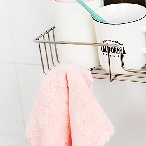 Casaphoria Shower Caddy, Adhesive Shower Organizer with 6 Hooks, Shower Shelf for Inside Shower No Drilling - Rustproof Stainless Steel Shower Rack Wall Mounted, 2 Pack(White Silver)