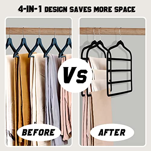 5 Pack Multifunctional Pants Rack Closet Organizer, can Put Pants Scarf tie, 4 Layer Magic Pants Rack Slack Pants Rack Save Space Non-Slip