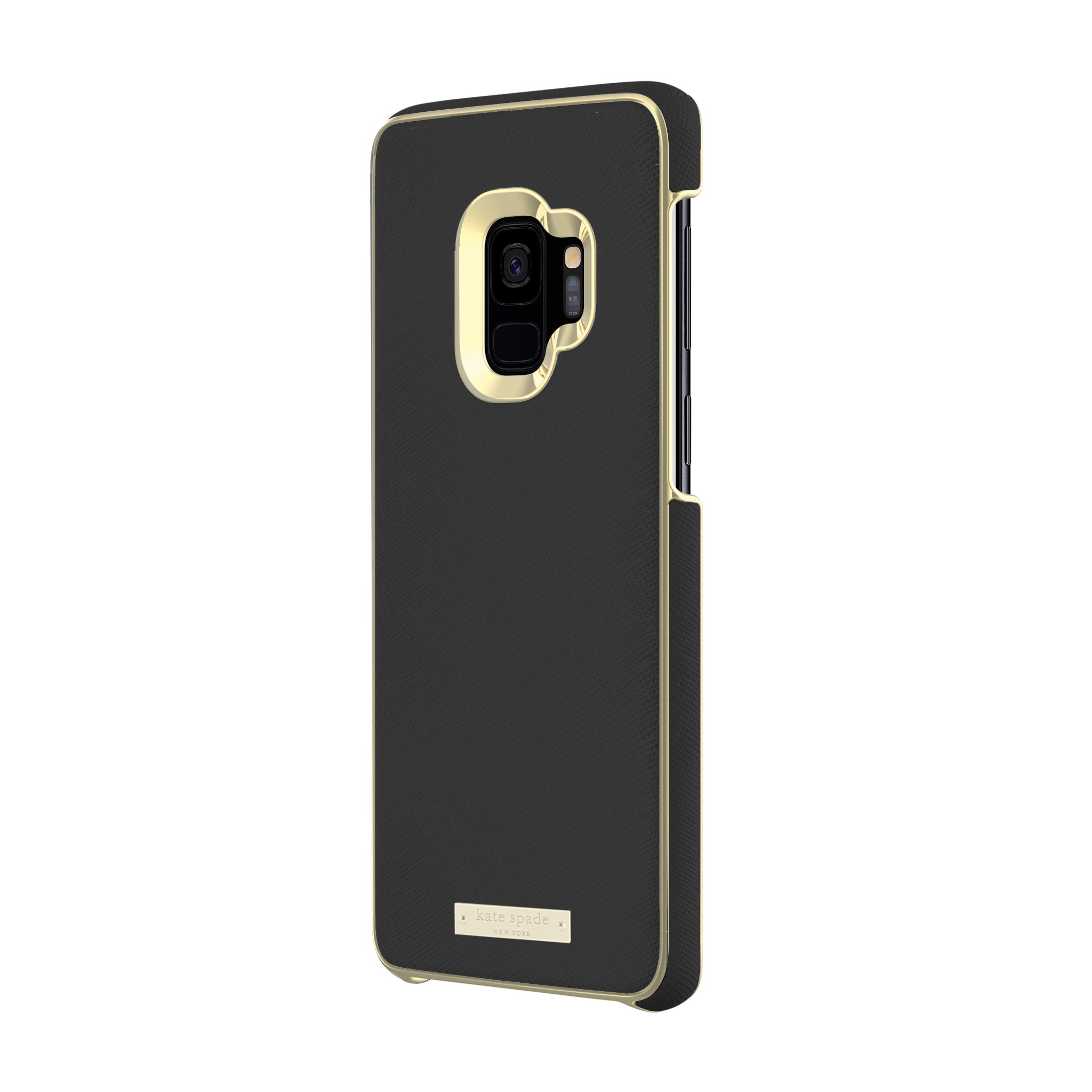 kate spade new york Wrap Case for Samsung Galaxy S9 - Black Saffiano Black / Gold Logo Plate