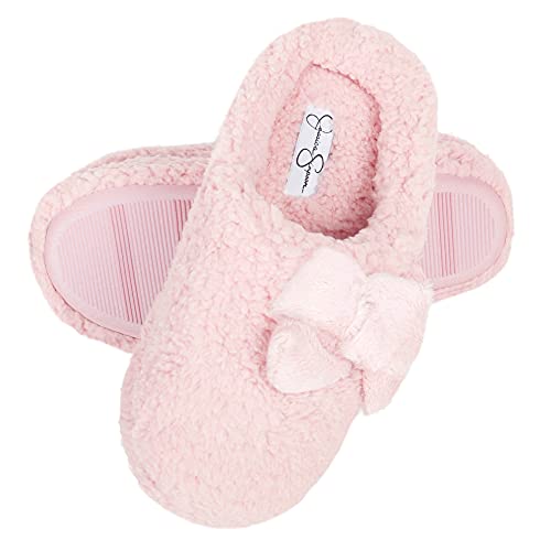 Jessica Simpson Womens Plush Marshmallow Slide On House Slipper Clog with Memory Foam,Pink,Medium