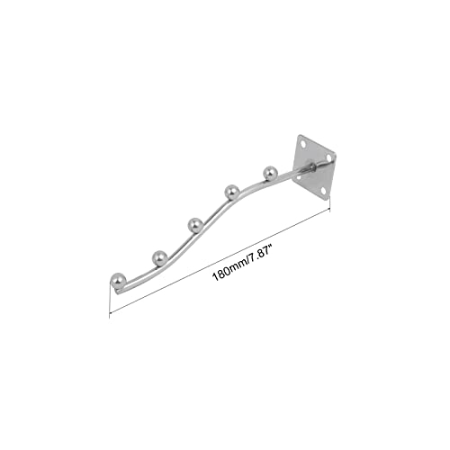 uxcell Wall Mount Waved Hanger Rack 5 Beads Garment Display Hook