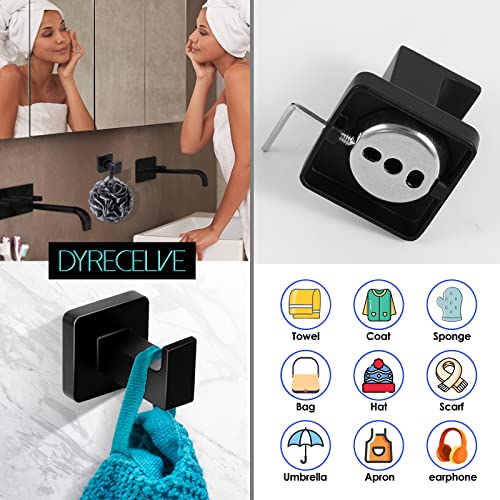 4-PCS Bathroom Hardware Set, Matte Black Bathroom Hardware Set, 16IN Towel Bar Set 304 Stainless Steel, Towel Rack Set Wall Mounted, Hand Towel Bars, Toilet Paper Holder, Towel Ring, Robe Towel Hook