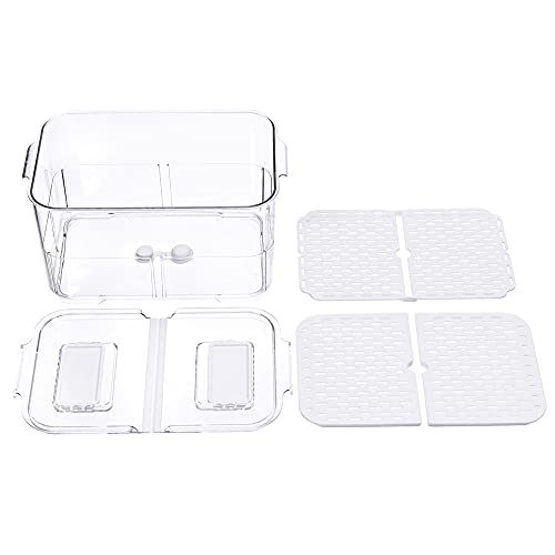 SANNO Vegetable Fruit Storage Containers, Produce Saver Containers Refrigerator Storage Containers Fresh Produce Saver with Lids and Vents,Stackable Salad Lettuce Keeper for Refrigerator