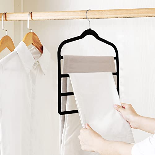 5 Pack Multifunctional Pants Rack Closet Organizer, can Put Pants Scarf tie, 4 Layer Magic Pants Rack Slack Pants Rack Save Space Non-Slip
