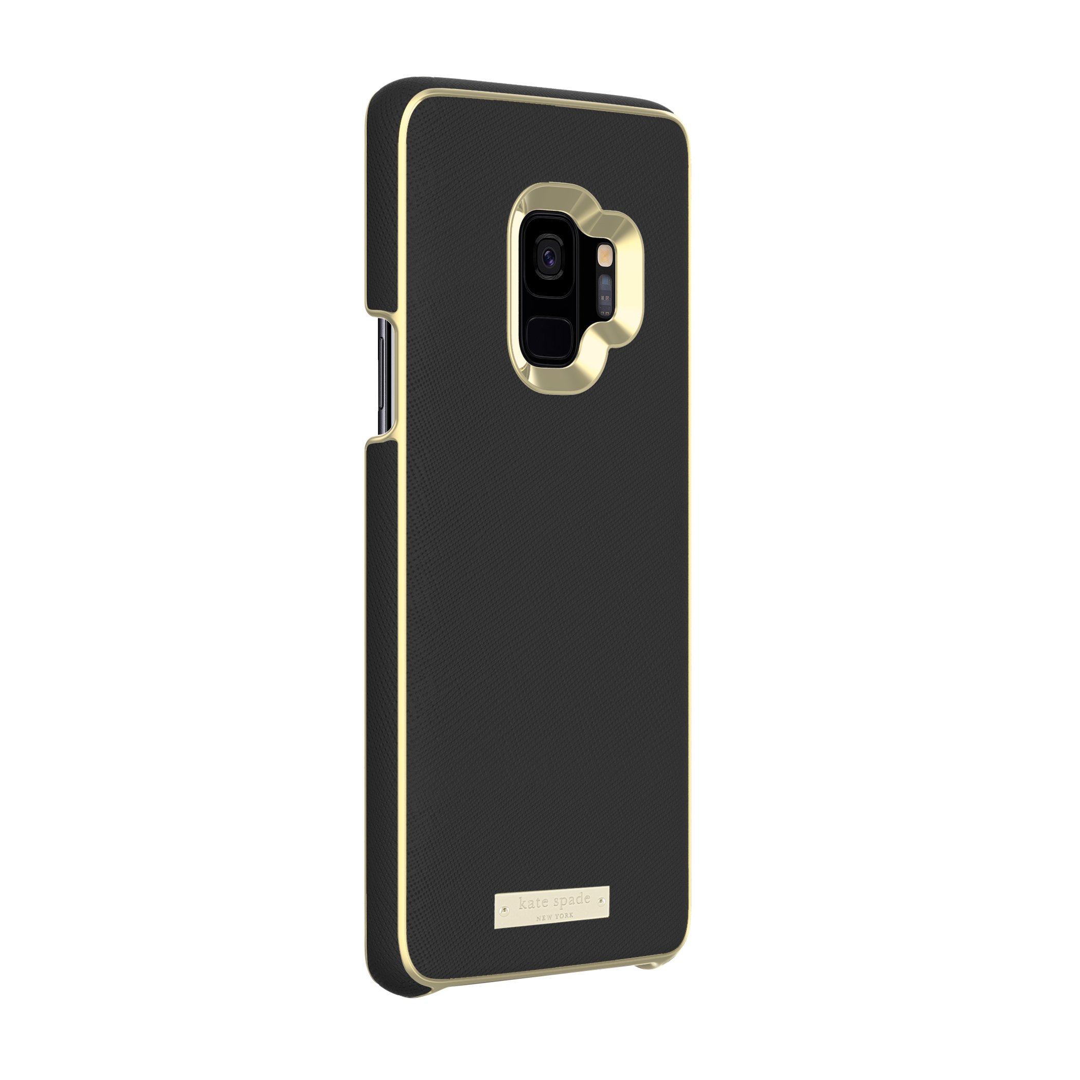 kate spade new york Wrap Case for Samsung Galaxy S9 - Black Saffiano Black / Gold Logo Plate