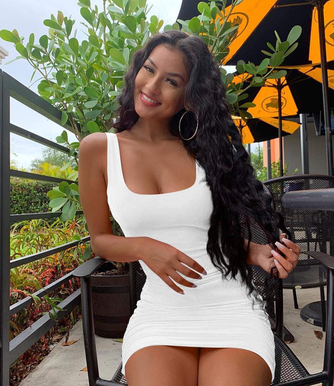 GOBLES Women's Casual Summer Sleeveless Mini Sexy Bodycon Tank Club Dress White